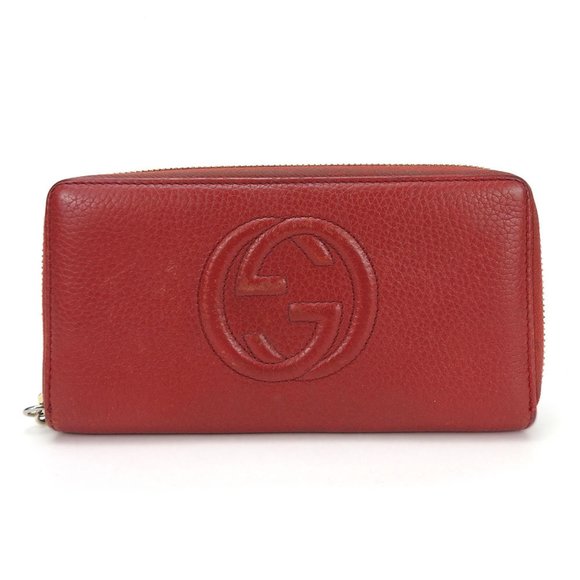 Gucci | Bags | Gucci Zip Around Long Wallet Leather Red | Poshmark